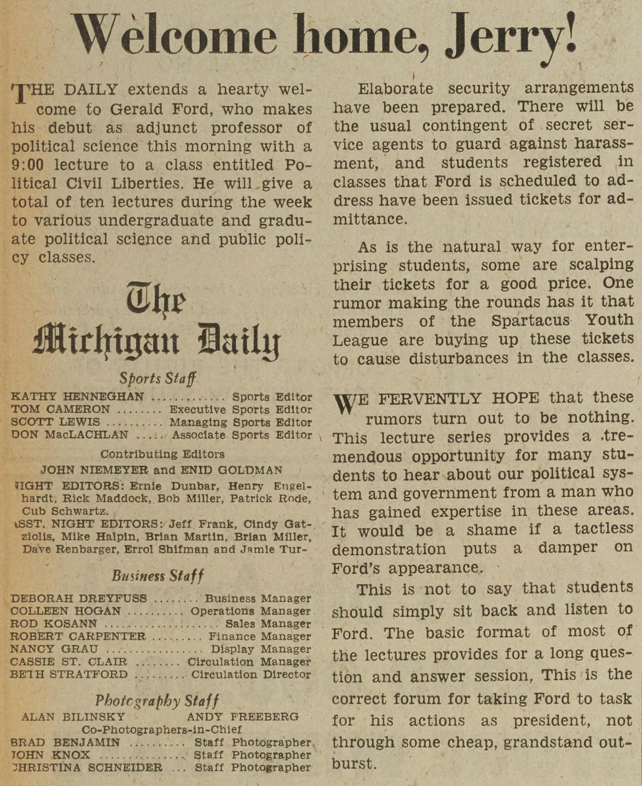 Professor Ford | University of Michigan Heritage Project